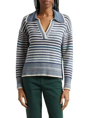 Veronica Beard Koko Striped Cotton & Wool Blend Sweater - Navy Multi