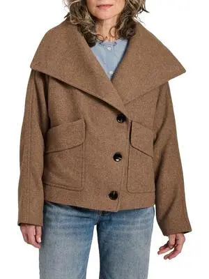 Bernardo Funnel Neck Wool Blend Coat - Pine Bark