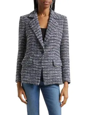 Veronica Beard Healy Tweed Dickey Jacket - Navy Multi