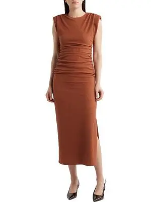 Vince Camuto Cap Sleeve Textured Knit Midi Dress - Rust
