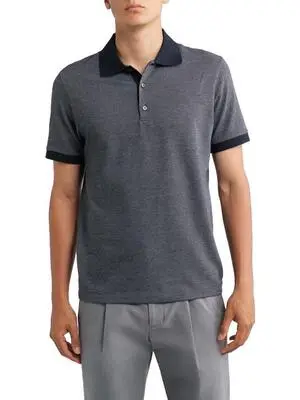 Theory Geometric Jacquard Cotton Polo - Baltic