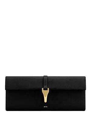 Jw Pei Zaria Pebbled Faux Leather Clutch With Gold Tone Clasp - Black