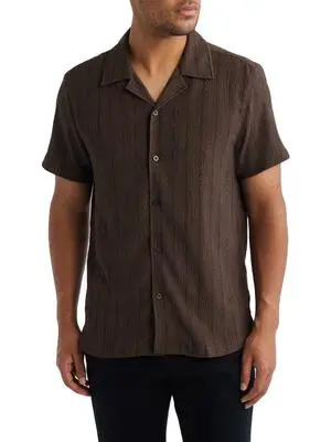 Robert Barakett Pedri Crepe Textured Camp Shirt Espresso