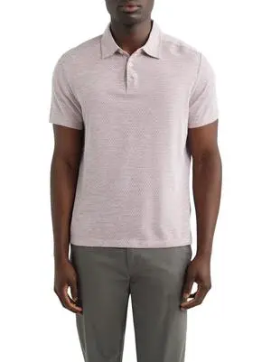 Robert Barakett Tristan Geo Print Short Sleeve Polo - Dusty Rose