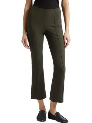 Vince Mid Rise Crop Flare Pants With Side Split Hem - Dark Thyme