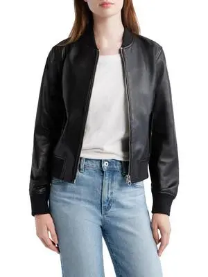 Madewell Shrunken Leather Bomber Jacket - True Black