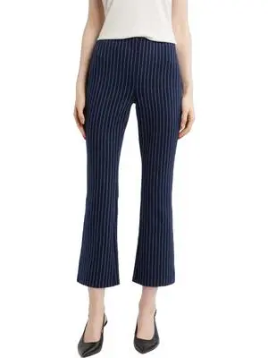 Theory Pinstripe High-waisted Crop Kick Flare Pants - Navy Multi
