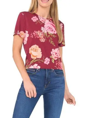 Ted Baker London Eva Floral Crewneck T-shirt - Beet Red