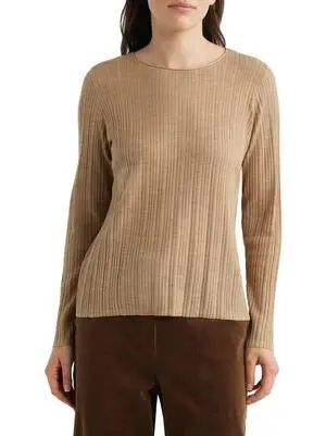 Eileen Fisher Eileen Fisher Merino Wool Ribbed Sweater Biscuit