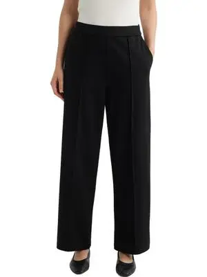 Eileen Fisher Pintuck High Waist Wide Leg Pants - Black