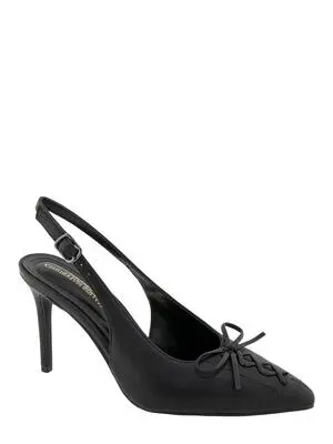 Christian Siriano Faux Leather Slingback Pumps With Bow Detailing - Black