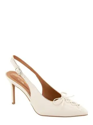 Christian Siriano Faux Leather Slingback Pumps With Bow Detailing - Stone