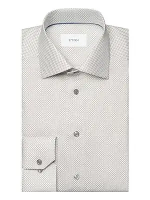 Eton Slim Fit Geometric Print Dress Shirt - Light Grey
