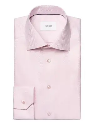 Eton Contemporary Fit Textured Solid Dress Shirt Medium Pink