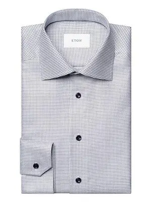 Eton Contemporary Fit Houndstooth Dress Shirt - Navy