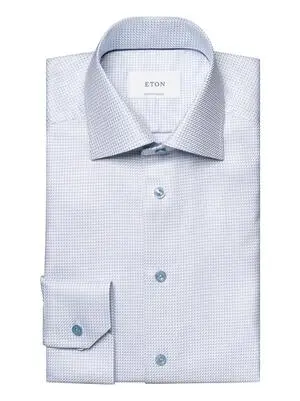 Eton Contemporary Fit Houndstooth Dress Shirt - Light Blue