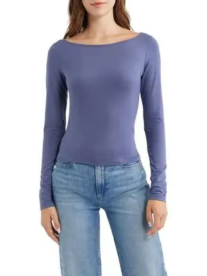 REFORMATION Wiley Long Sleeve Knit Top - Blue Iris