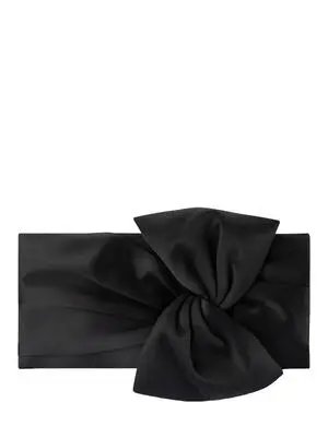 OLGA BERG Chloe Satin Tie Front Clutch With Removable Chain Strap - Black