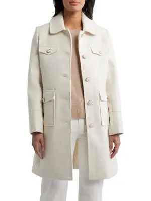 CECE DUPRAZ Textured Flap Pocket Coat - Ivory
