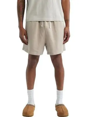 ELWOOD Relaxed Fit Garment-washed Sweat Shorts - Tan