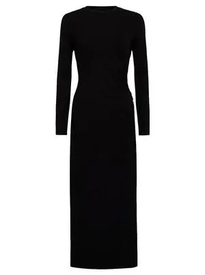 Vince Stretch-jersey Ruched-waist Midi Dress - Black