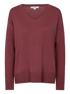 Vince Vince Wool-Cashmere Boxy V-Neck Sweater Rose Jam