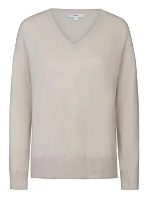 Vince Wool-cashmere Boxy V-neck Sweater - Silver
