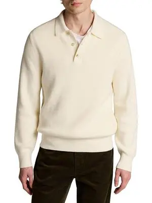 Vince Heirloom Shaker Cotton-cashmere Polo Sweater - Bone