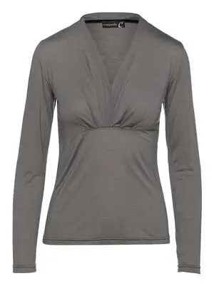 CONQUISTA Stretch Jersey Faux Wrap Top - Grey
