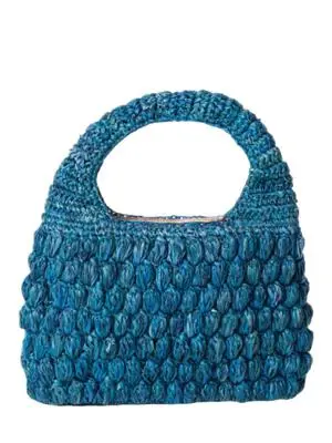 YUMI WEAVES Limited Mini Raffia Evening Bag - Blue