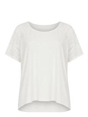 CONQUISTA Short-sleeved Lace Detail Top - White