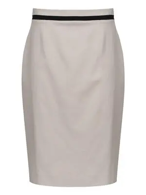 CONQUISTA Tailored Pencil Skirt With Contrast Waistband - Beige
