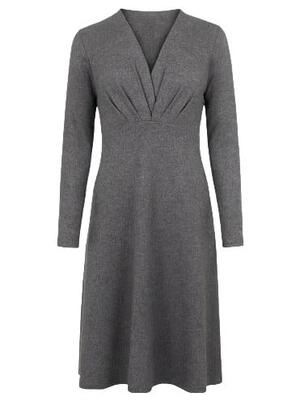 CONQUISTA Long Sleeve Empire Line Dress - Grey