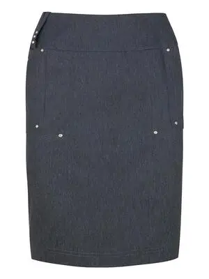 CONQUISTA Embellished Denim Style Pencil Skirt - Grey