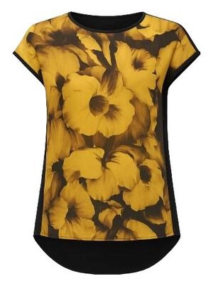 CONQUISTA Sleeveless Printed Top With Rounded Neckline - Black
