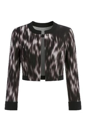 CONQUISTA Printed Bolero Jacket With Alcantara Trim - Black