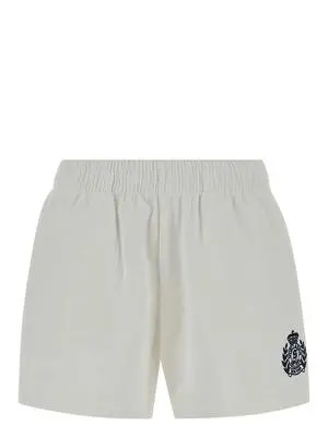 SPORTY & RICH Ny Crest Embroidered Shorts - White