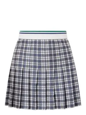 Burberry Daria Pleated Check Skirt - Blue