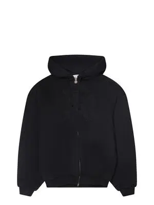 Vetements Embroidered Cross Zip-up Hoodie - Black