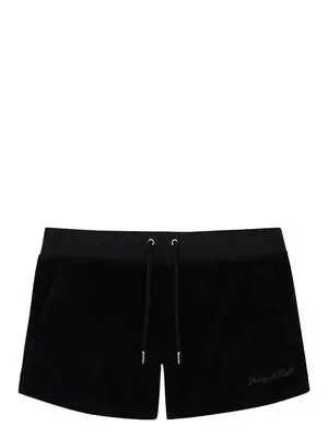 SPORTY & RICH Signature Logo Krystal Shorts - Black