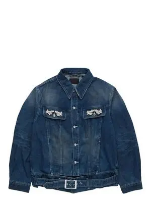 Simone Rocha Embellished Denim Trucker Jacket - Blue