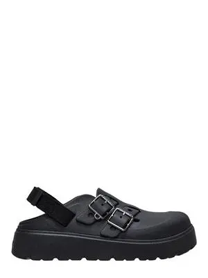 CROCS Buckled Platform Clogs - Black