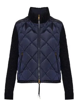 Moncler Quilted Cardigan With Ribbed Details - Black