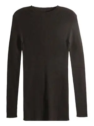 Rick Owens Ribbed Round Neck Knit - Brown