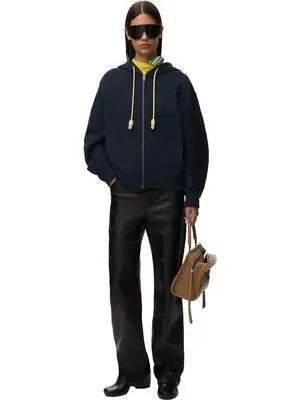 Loewe Cotton Fleece Flamenco Hoodie - Navy Blue