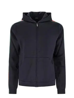 Gucci Zip Hoodie "web" Silk - Blue