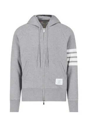 Thom Browne 4-bar Zip Hoodie - Gray
