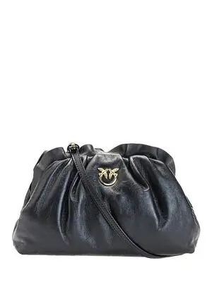 Pinko Leather Clutch With Chain Strap - Nero
