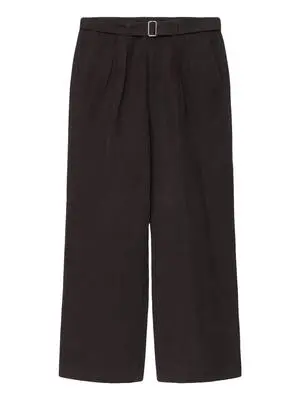 ALLSAINTS Marko Pleated Belted Wide Leg Trousers - Black