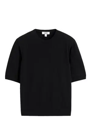 COS COS Sculpted-Shoulder Silk-Cotton T-Shirt